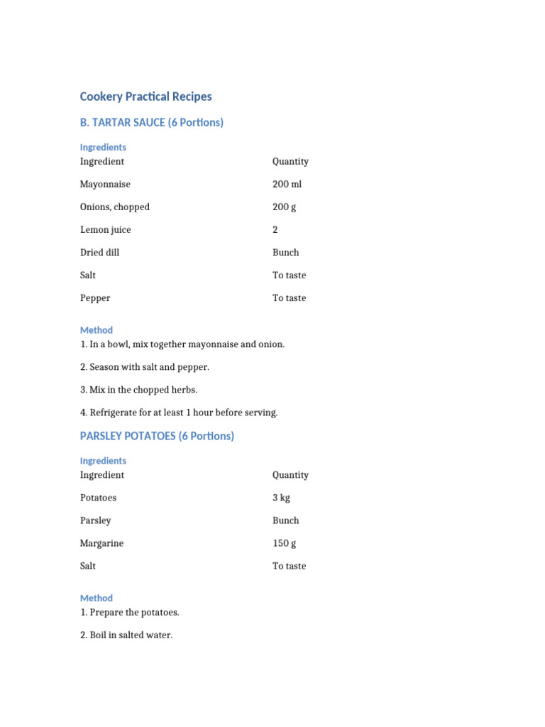 Cookery Practical Recipes | PDF