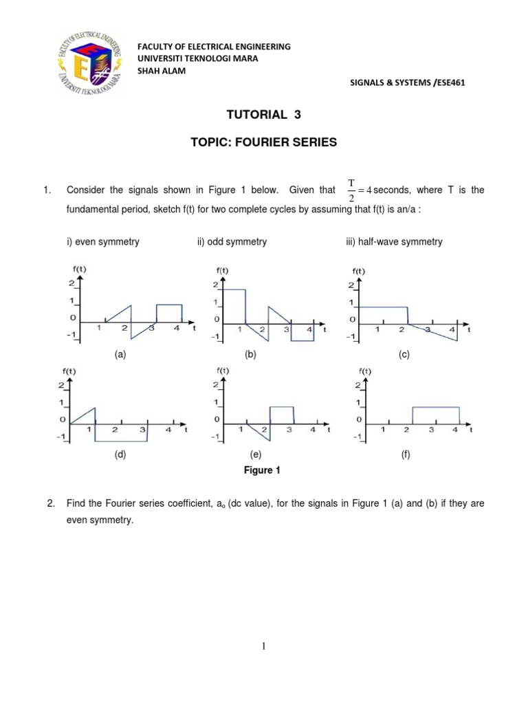Tutorial 3 | PDF | Fourier Analysis | Fourier Series