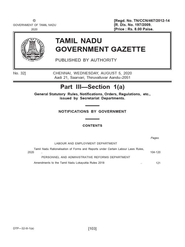 Tamil Nadu Labour Law Forms Rationalization | PDF | Employment | Labour Law