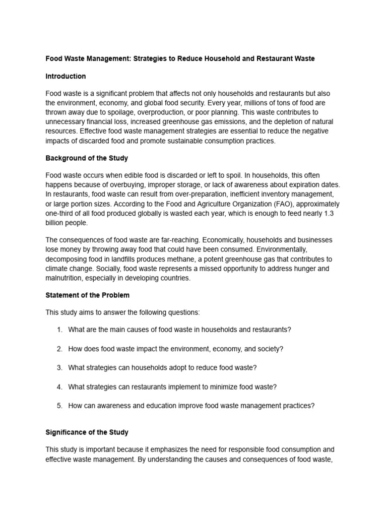 Strategies for Reducing Food Waste | PDF | Waste | Waste Management