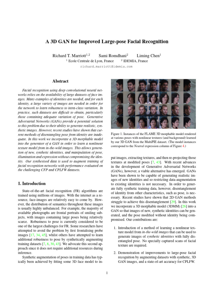 A 3D GAN For Improved Large-Pose Facial Recognition | PDF | Texture ...