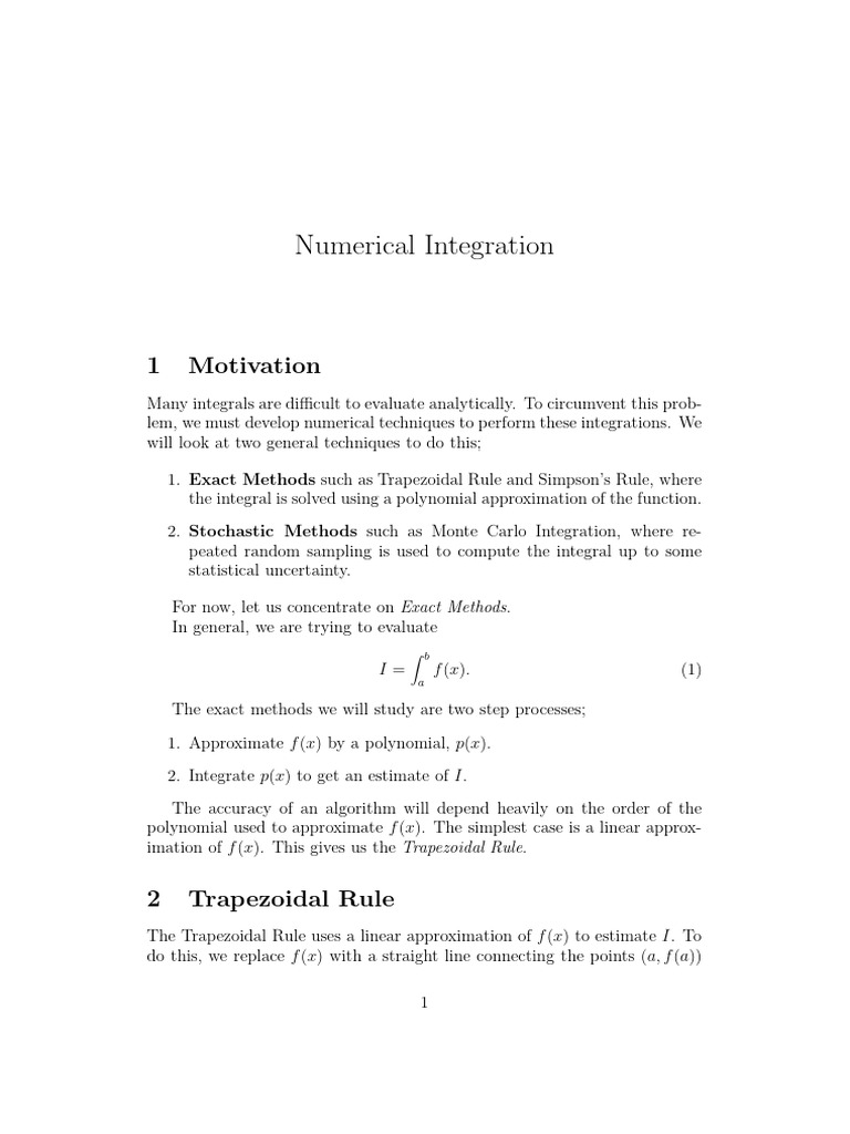 Integration | PDF | Monte Carlo Method | Integral