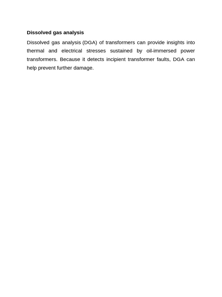 Dissolved Gas Analysis (DGA) | PDF