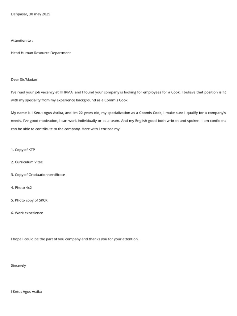 Application Latter 2025 | PDF