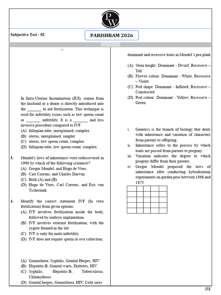 Biology Test Paper With Solution | PDF | Dominance (Genetics) | Genotype