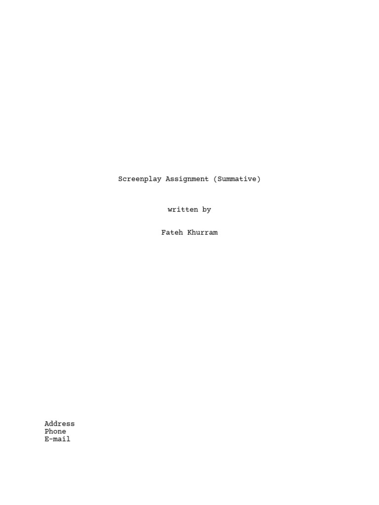 Screenplay Assignment Summative Title Page | PDF
