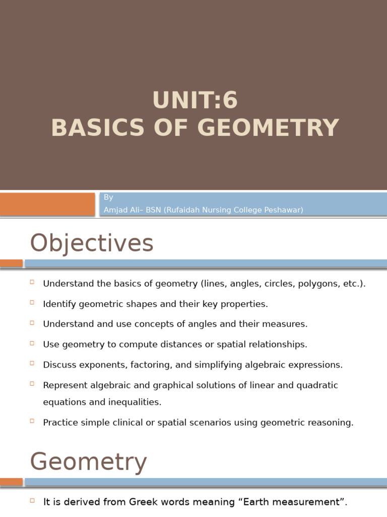 Unit-6 Basics of Geometry | PDF | Line (Geometry) | Shape