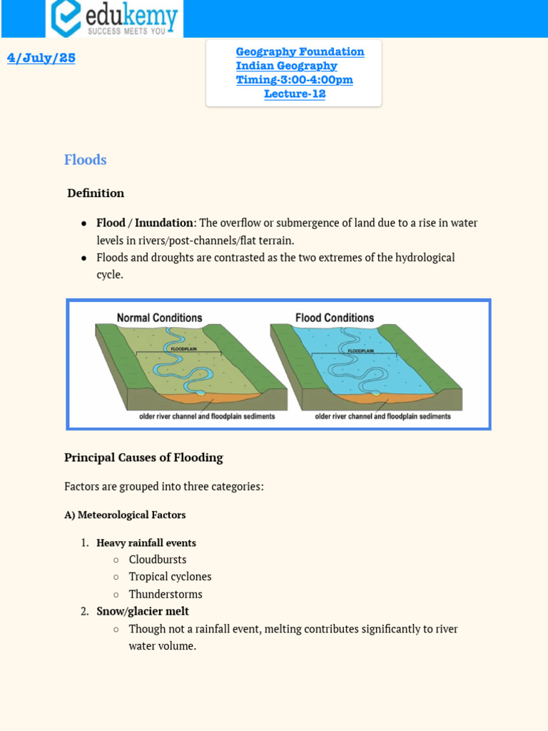 Floods & Droughts 02 Notes | PDF | Flood | River