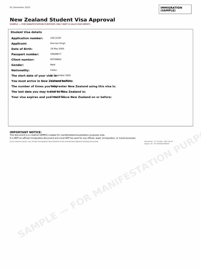 Manifestation Sample Visa v2 | PDF