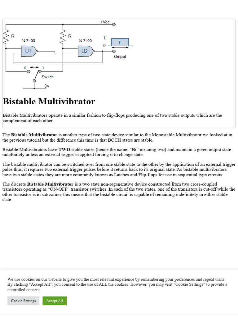 Bistable Multivibrator or Flip-Flop Multivibrator | PDF | Digital ...