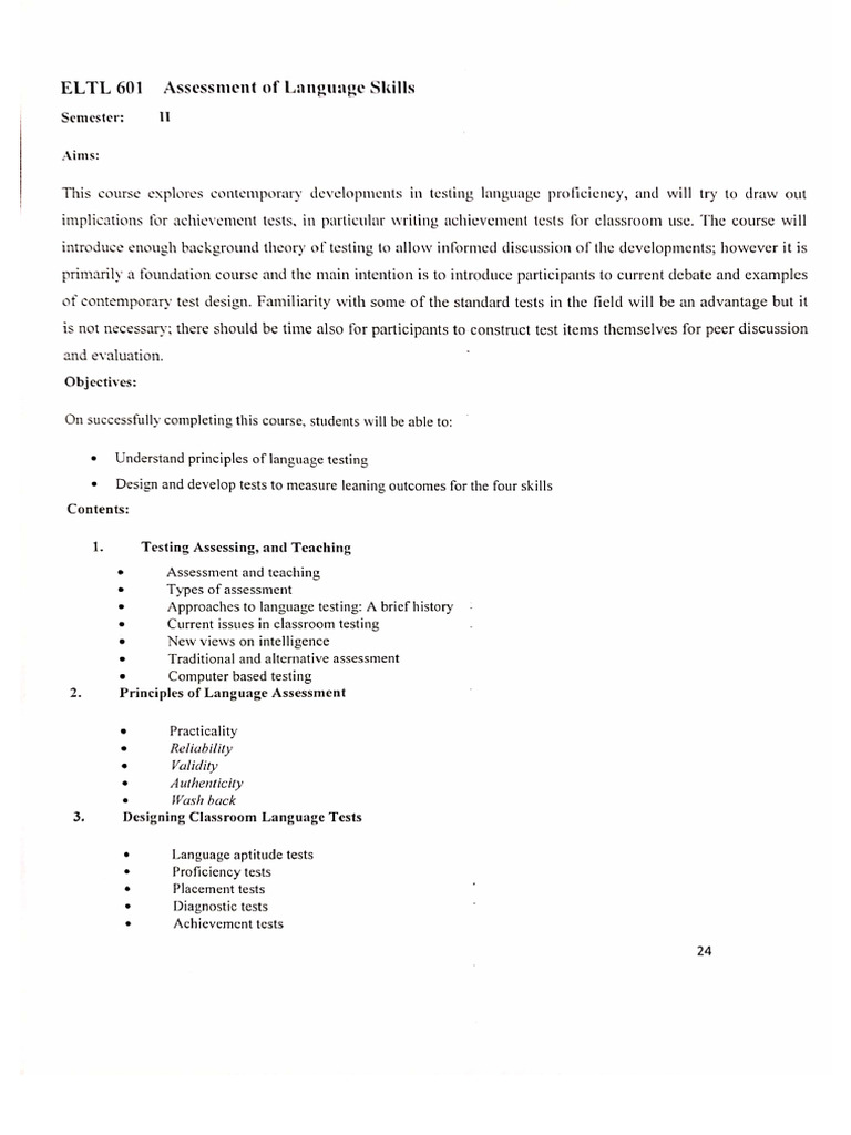 Assessment of Language Skills | PDF
