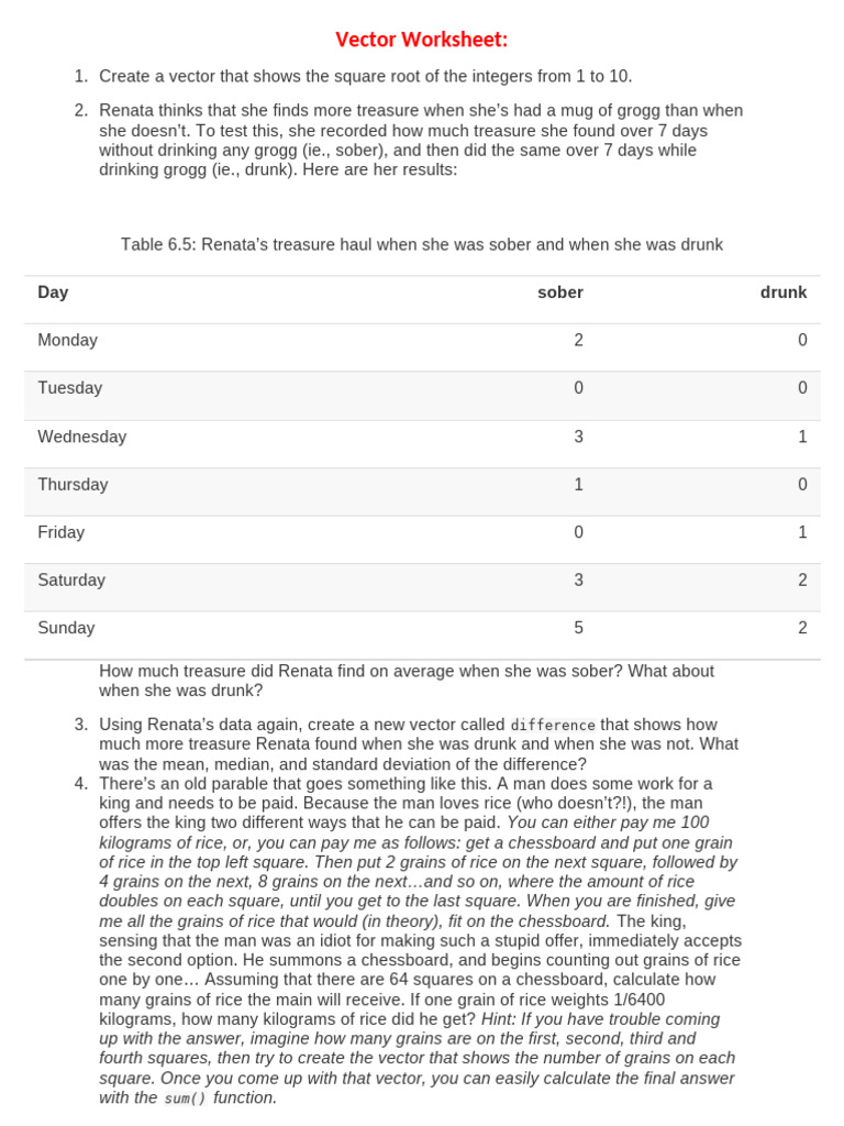 Vector Worksheet | PDF