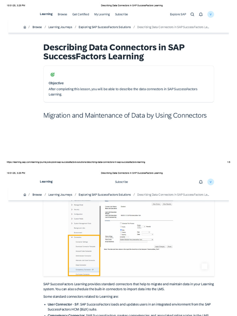 Describing Data Connectors in SAP SuccessFactors Learning | PDF | Computing