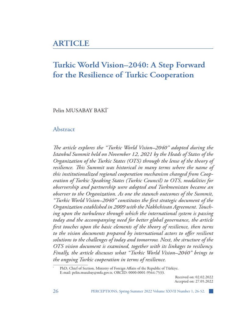 Turkic World Vision 2040 Overview | PDF | Ecological Resilience ...