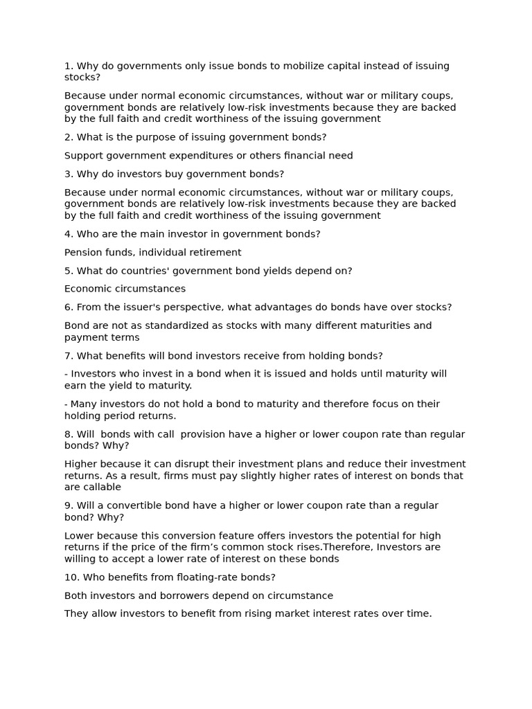 The Bond Market Questions | PDF