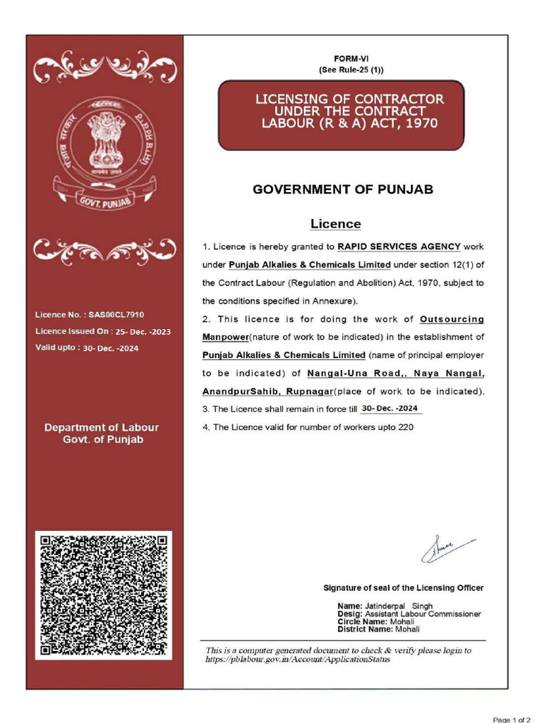 Labour Licence & EPF ESI 2024 | PDF