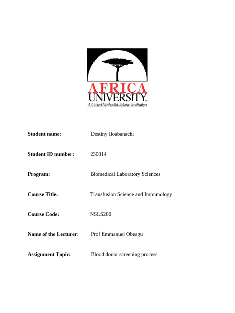 Blood Donor Screening Process Explained | PDF | Blood Donation | Blood ...