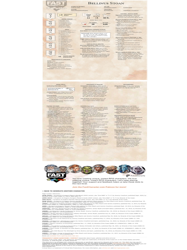 Fast Character - Human Wizard 6 (Evoker) - PHB 2024 | PDF | Wizards Of ...