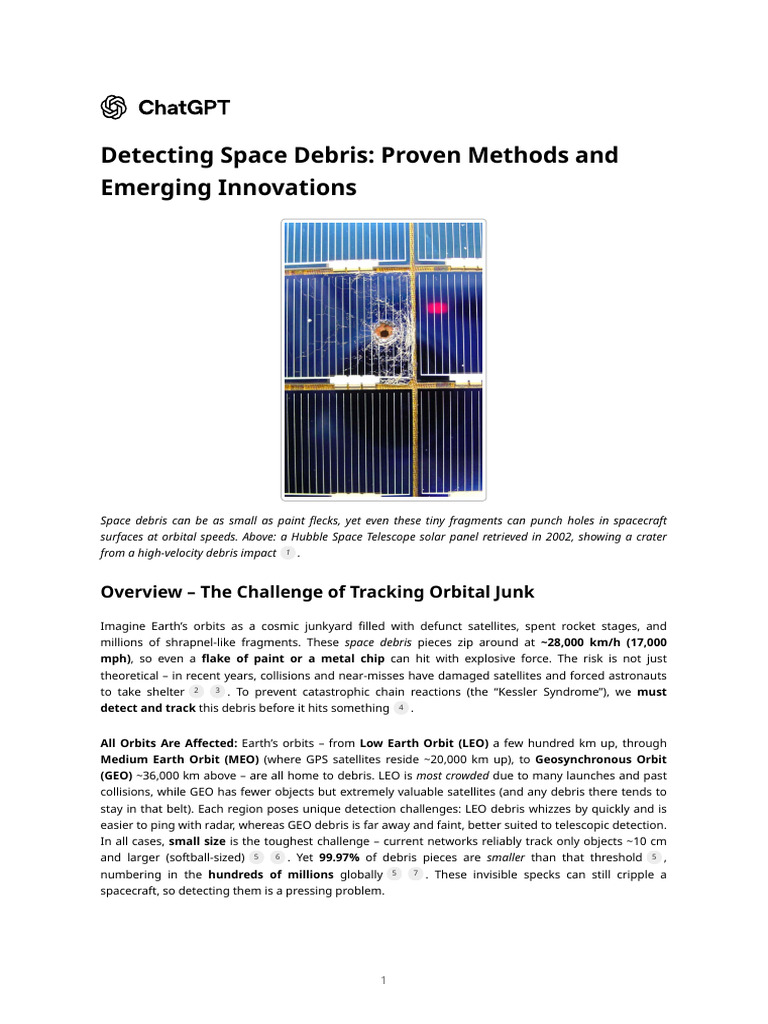 Detecting Space Debris_ Proven Methods and Emerging Innovations | PDF ...