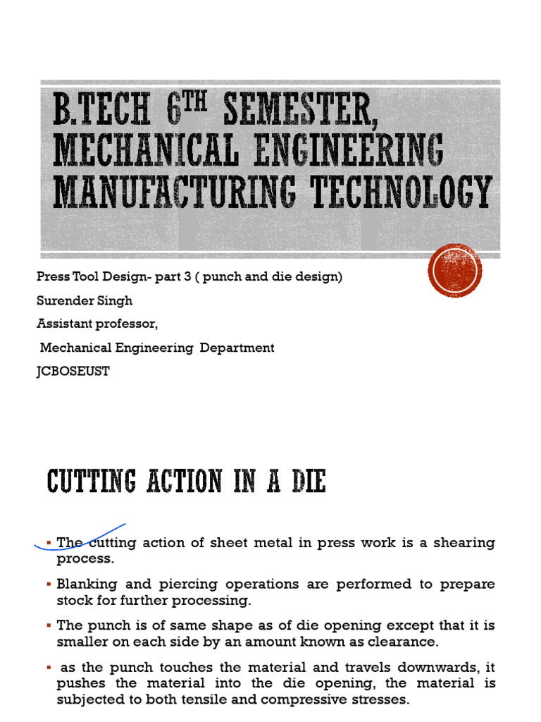 Punch and Die Design in Press Tooling | PDF | Stress (Mechanics) | Fracture