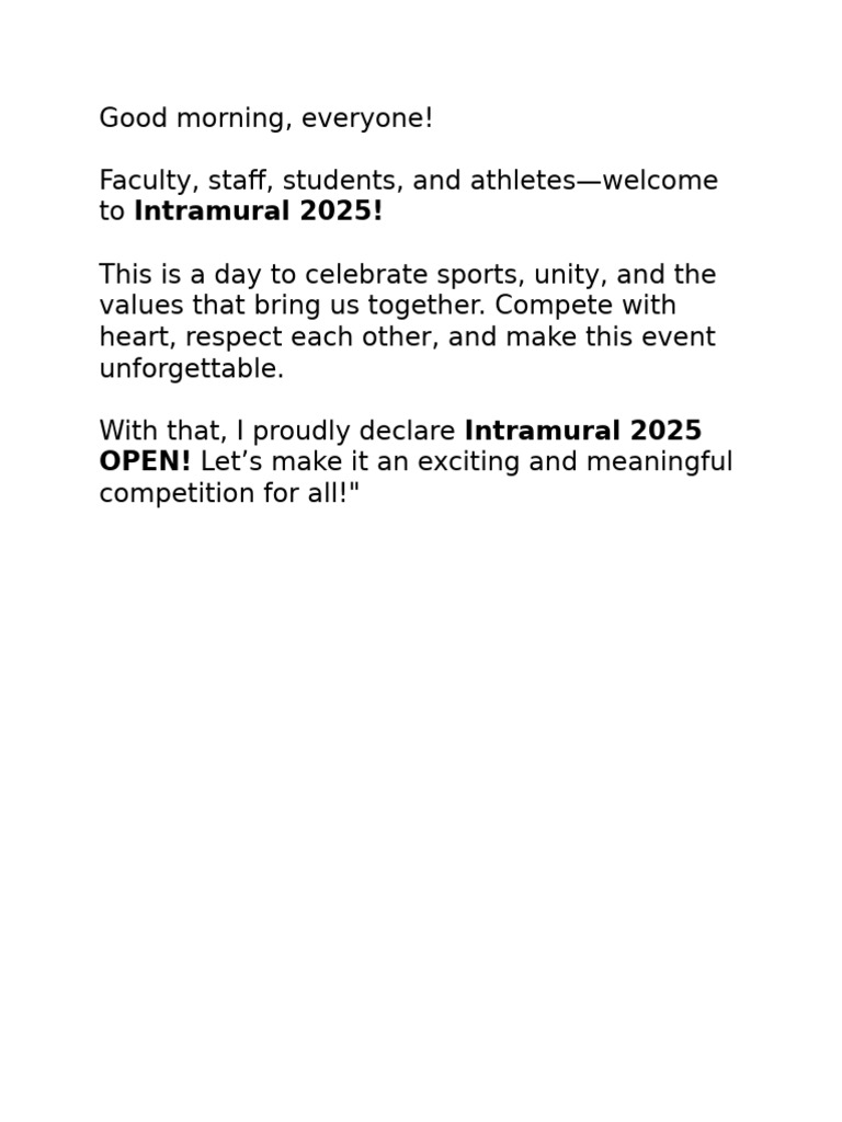 Welcome to Intramural 2025! | PDF