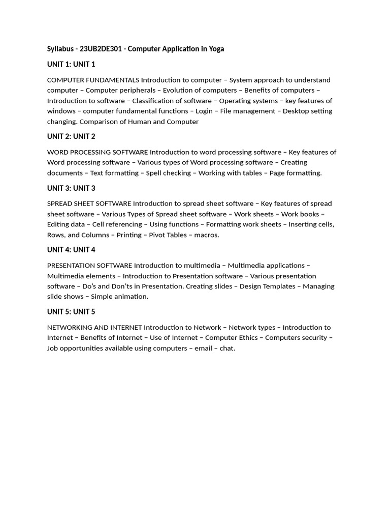 Syllabus Computer | PDF