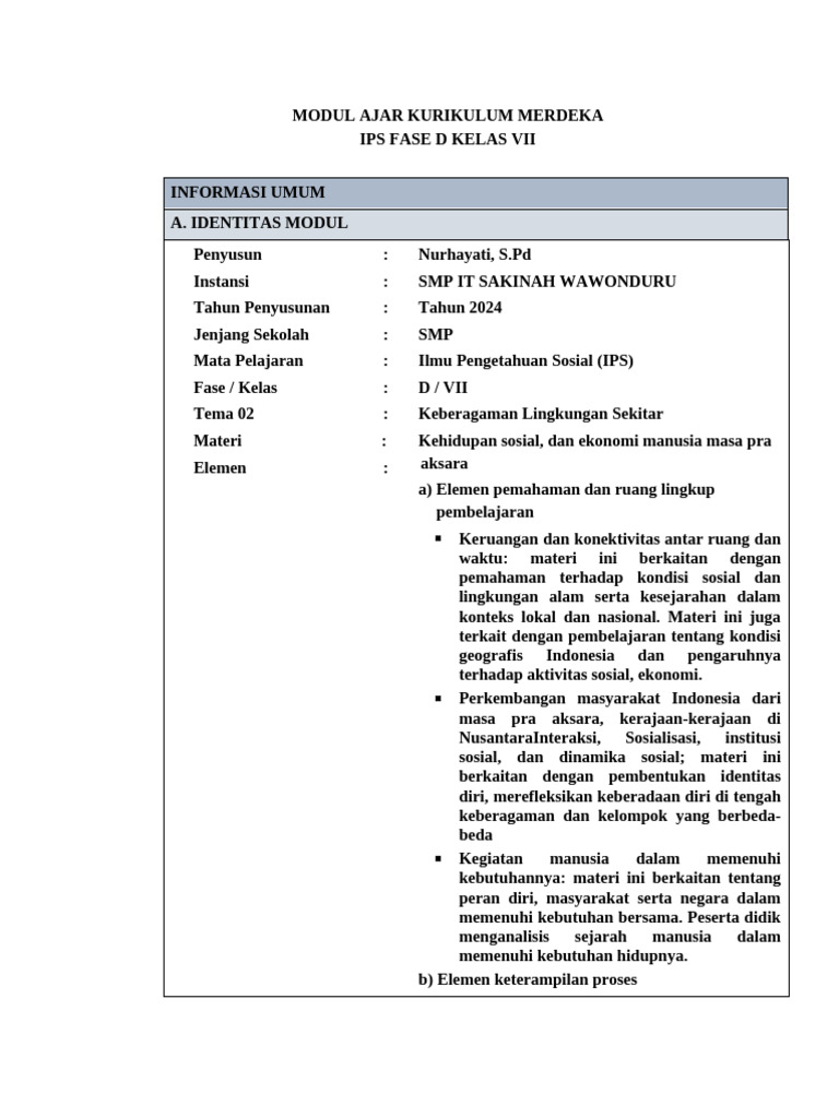Modul Ajar Kurikulum Merdeka Di Edit | PDF