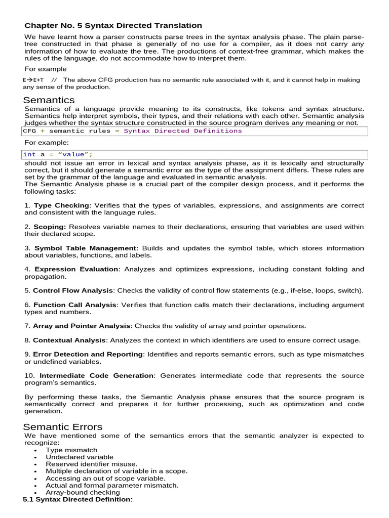 Chapter 5 Semantic Analysis-SDT - 2021 | PDF | Parsing | Scope ...