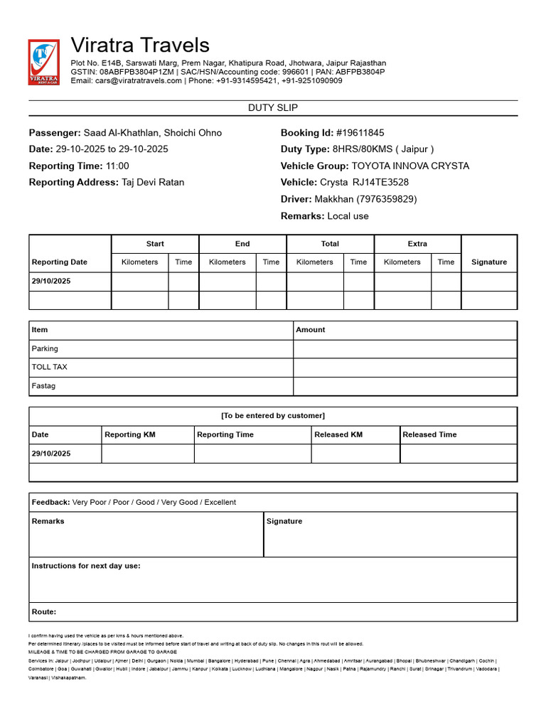 A taxi vhical duty slip for a panding payment and a bill | PDF