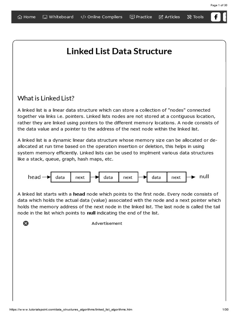 Linked List Data Structure Overview | PDF | Pointer (Computer ...