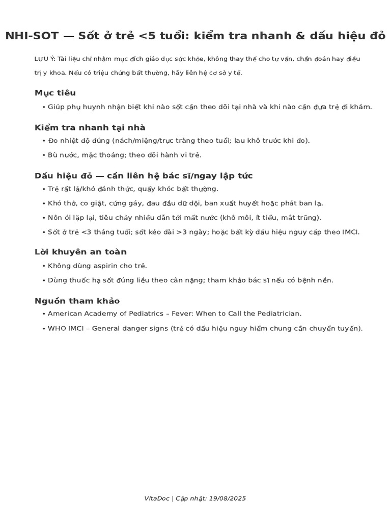 NHI SOT Checklist Dau Hieu Do | PDF
