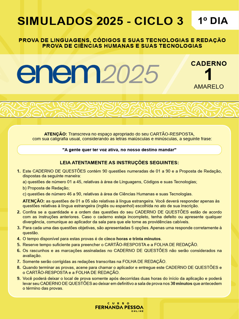 2025 Simulado Ciclo 03 Dia1 Online | PDF | Publicidade ...