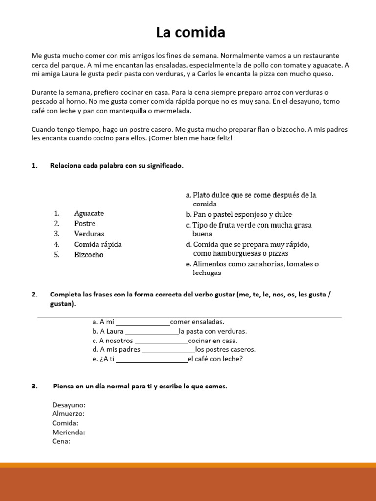 Mis comidas favoritas y hábitos culinarios | PDF