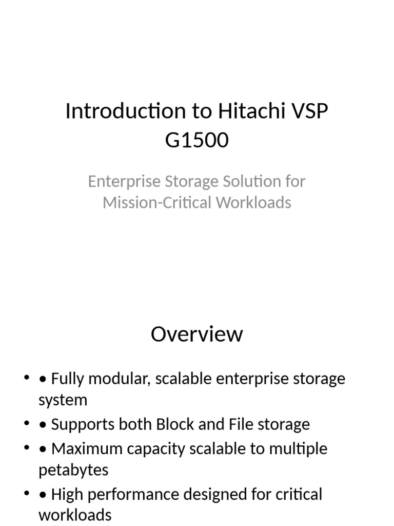 Hitachi VSP G1500 Presentation en | PDF