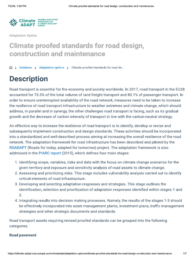 Climate Proofed Standards For Road Design, Construction and Maintenance ...