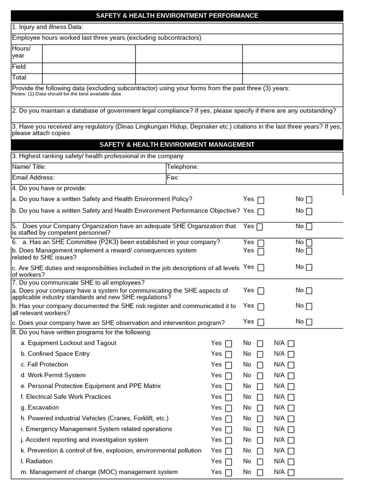SPV Contractor Prequalification Questionnaire - Safety Aspect (Rev2 ...