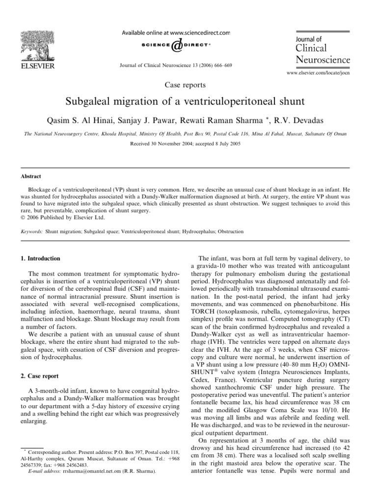 Unusual Complications of Shunt - 3 | PDF | Cerebrospinal Fluid ...