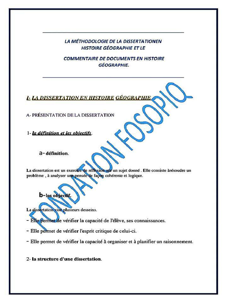 Méthodologie de La Dissertation Et Du Commentaire en Histoire-Géographie | PDF