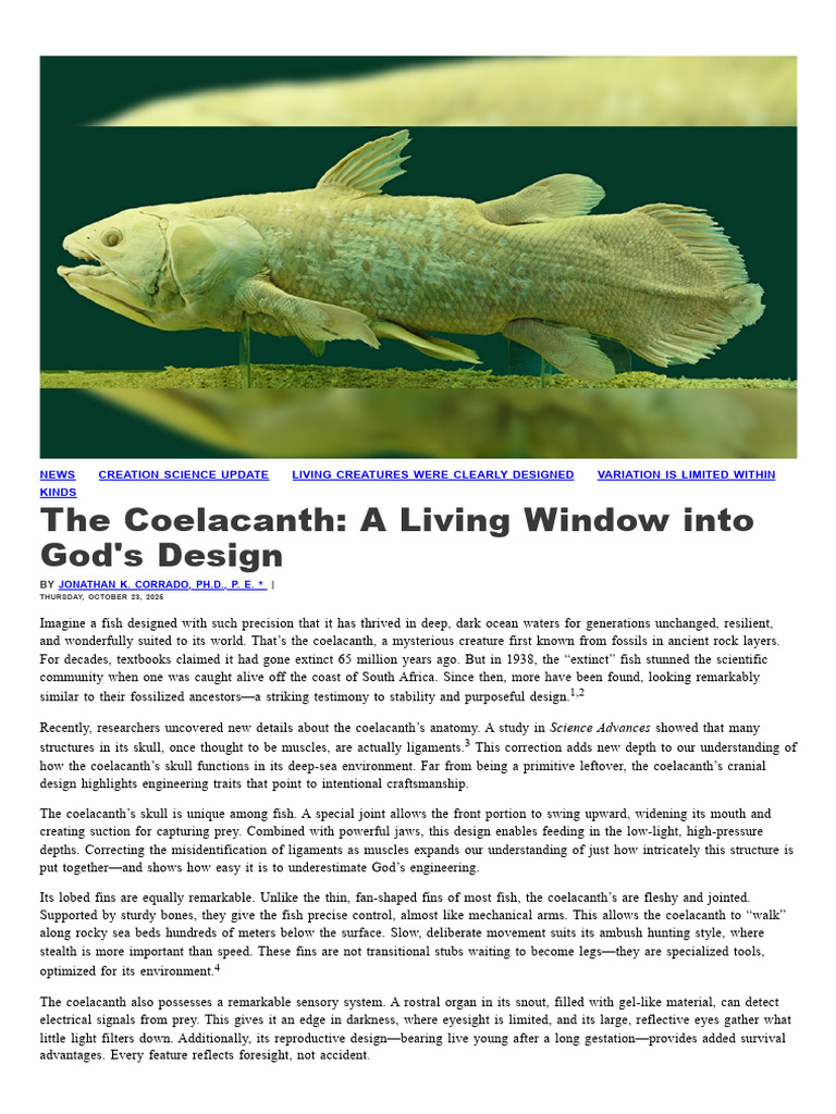 04 - The Coelacanth A Living Window Into God S Design | PDF | Fish