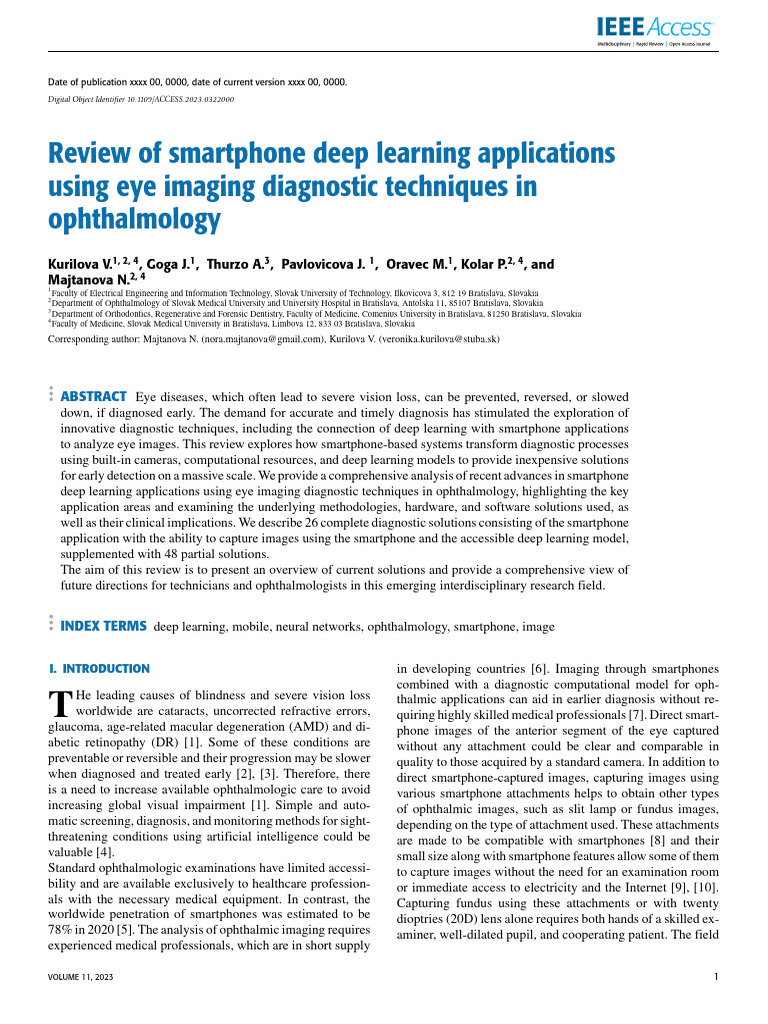 Review of Smartphone Deep Learning Applications Using Eye Imaging ...