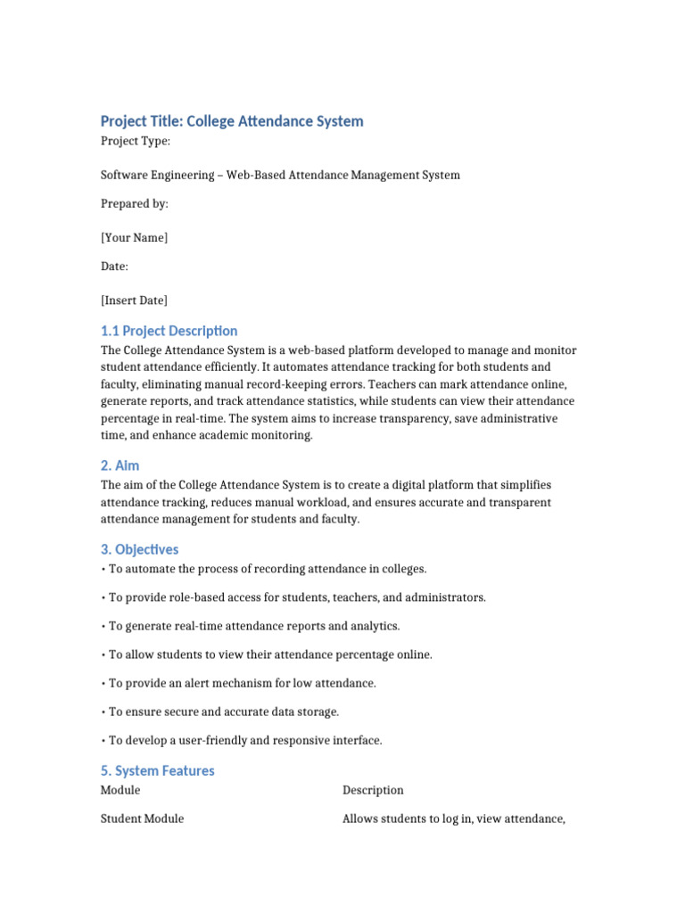 College Attendance System | PDF | Databases | Software Development Process