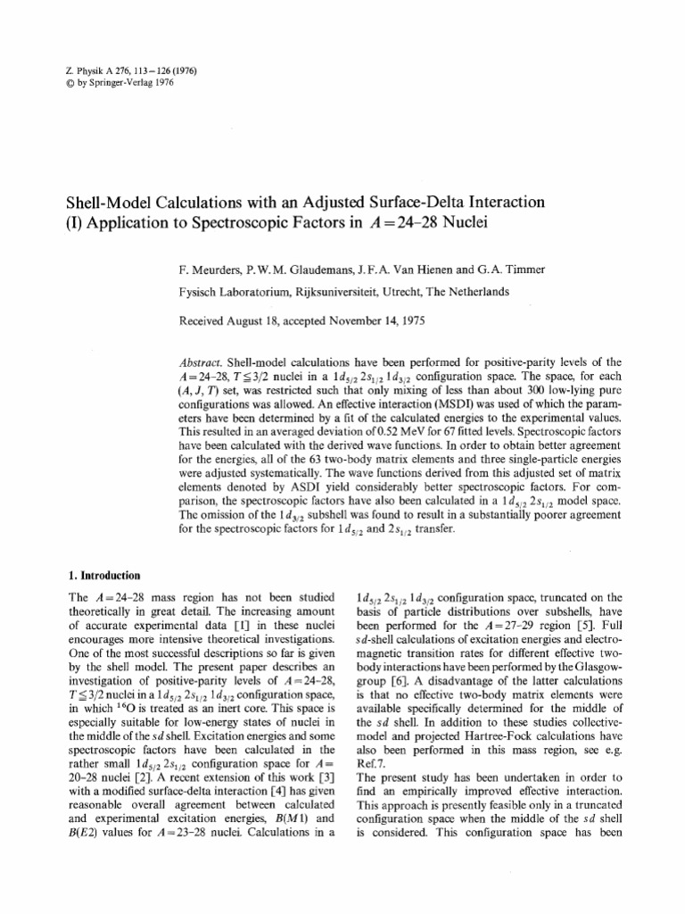 Shell Model Calculations With An Adjusted Surface-Delta Interaction ...