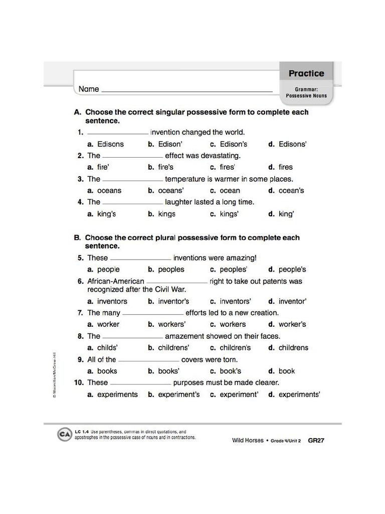 Saxon Genitive 6 (Exercises) | PDF