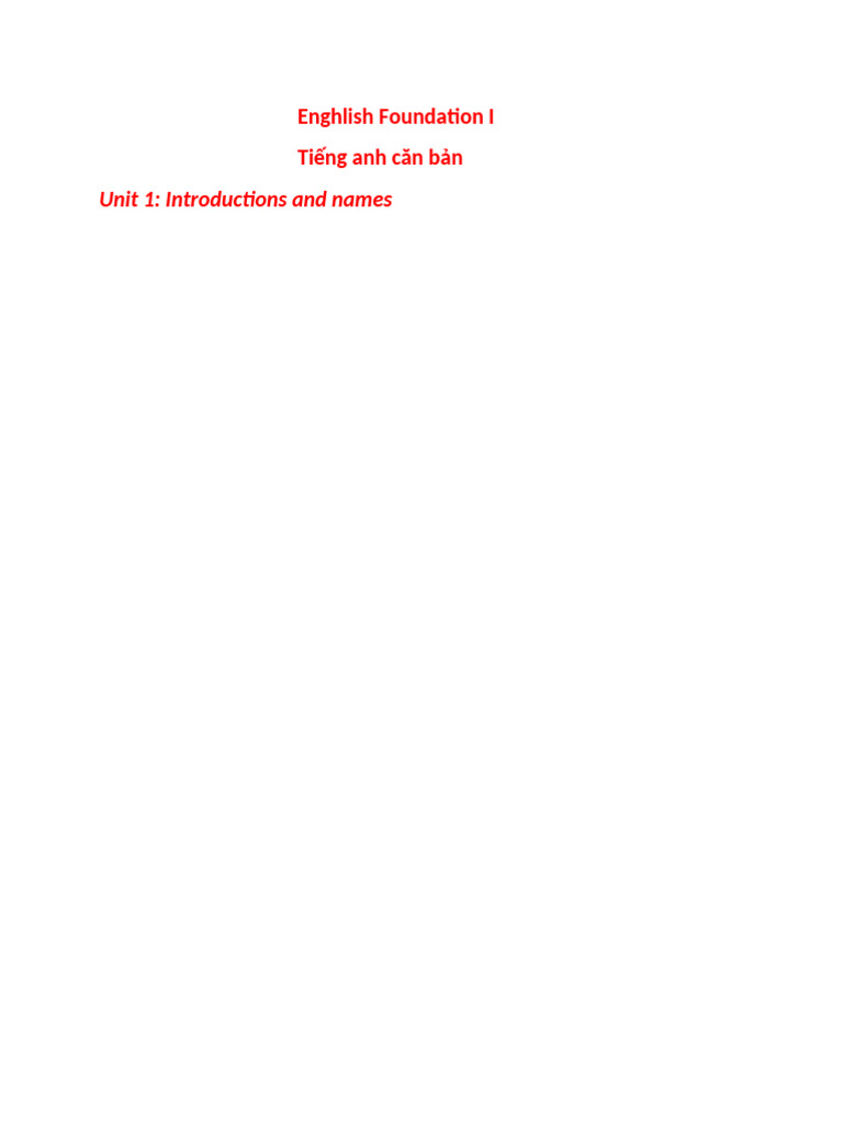 Enghlish Foundation I | PDF