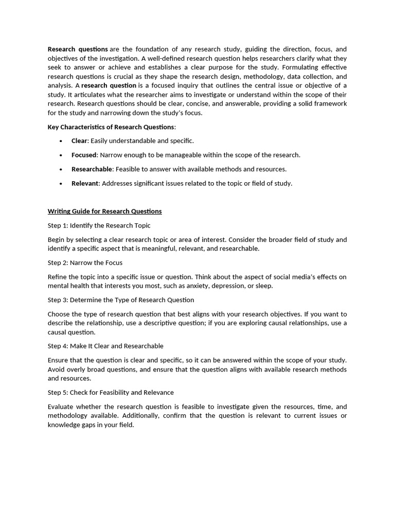 Research questions | PDF | Methodology | Learning