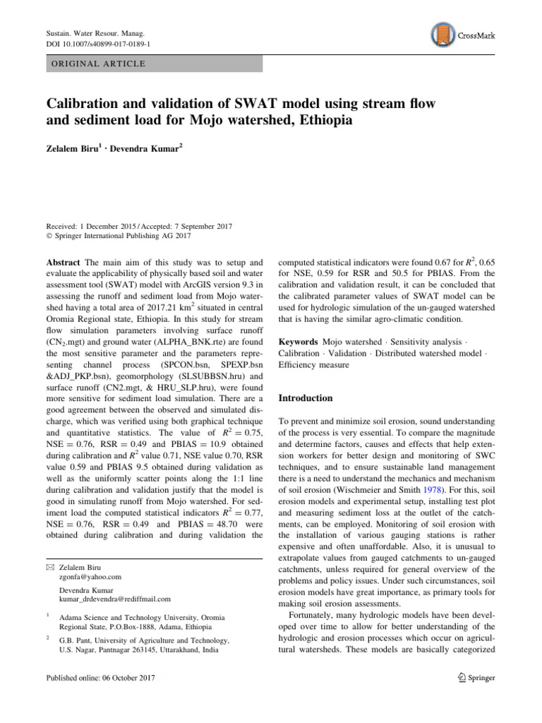 Calibration and Validation of SWAT Model | PDF | Surface Runoff ...