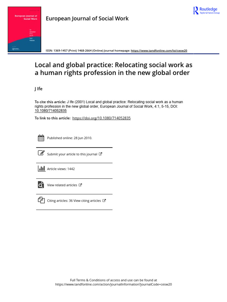 Local and Global Practice: Relocating Social Work As A Human Rights ...