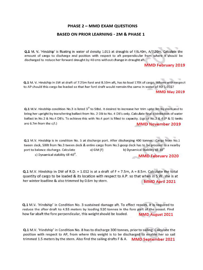 Phase 2 - Stability Questions - Prior Learning | PDF