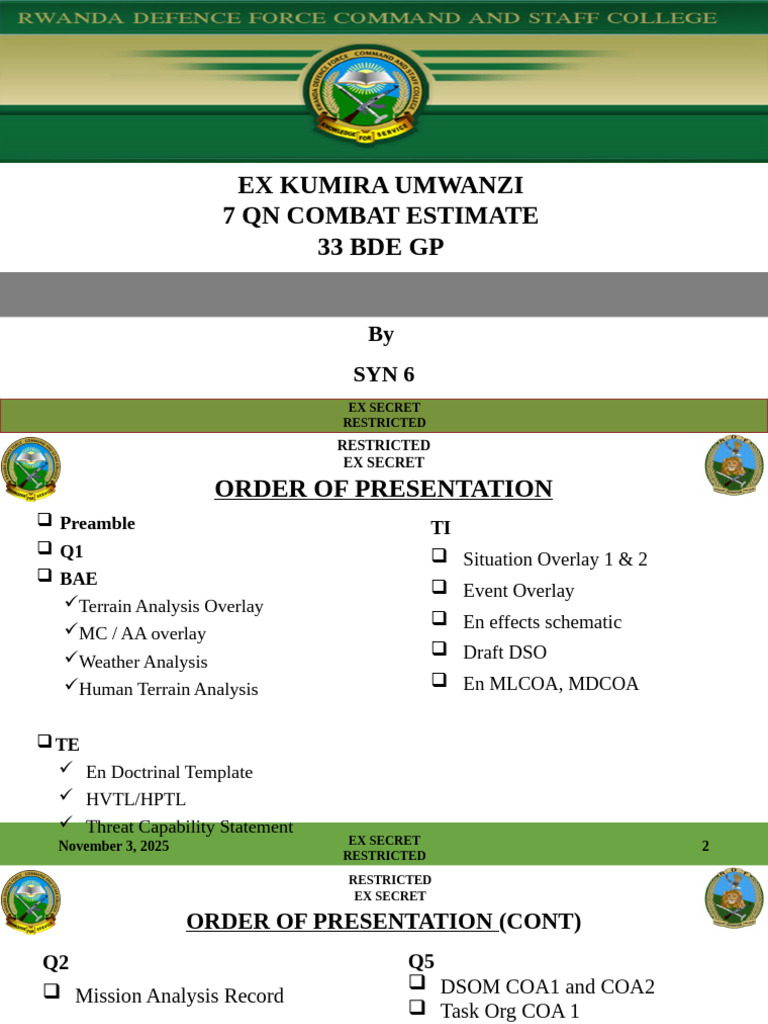 Combat Estimate for 33 BDE GP Operations | PDF
