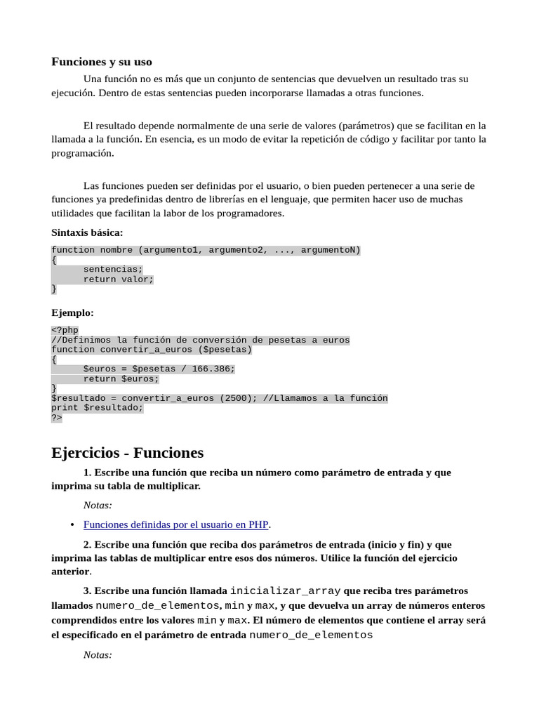 Funciones PHP | PDF | Lenguaje de programación | Php